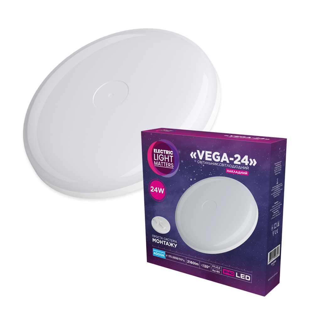 Світильник світлодіодний накладний ELM Vega 24W 4000К IP40 білий - 26 ...
